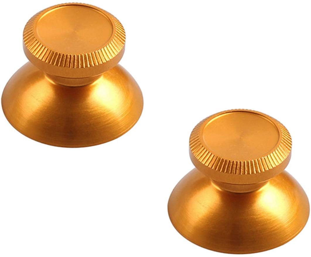 2PCS Aluminum Metal Analog Joystick Thumbstick Rocker Mushroom Caps Button for PS4 Xbox One Replacement (Gold)