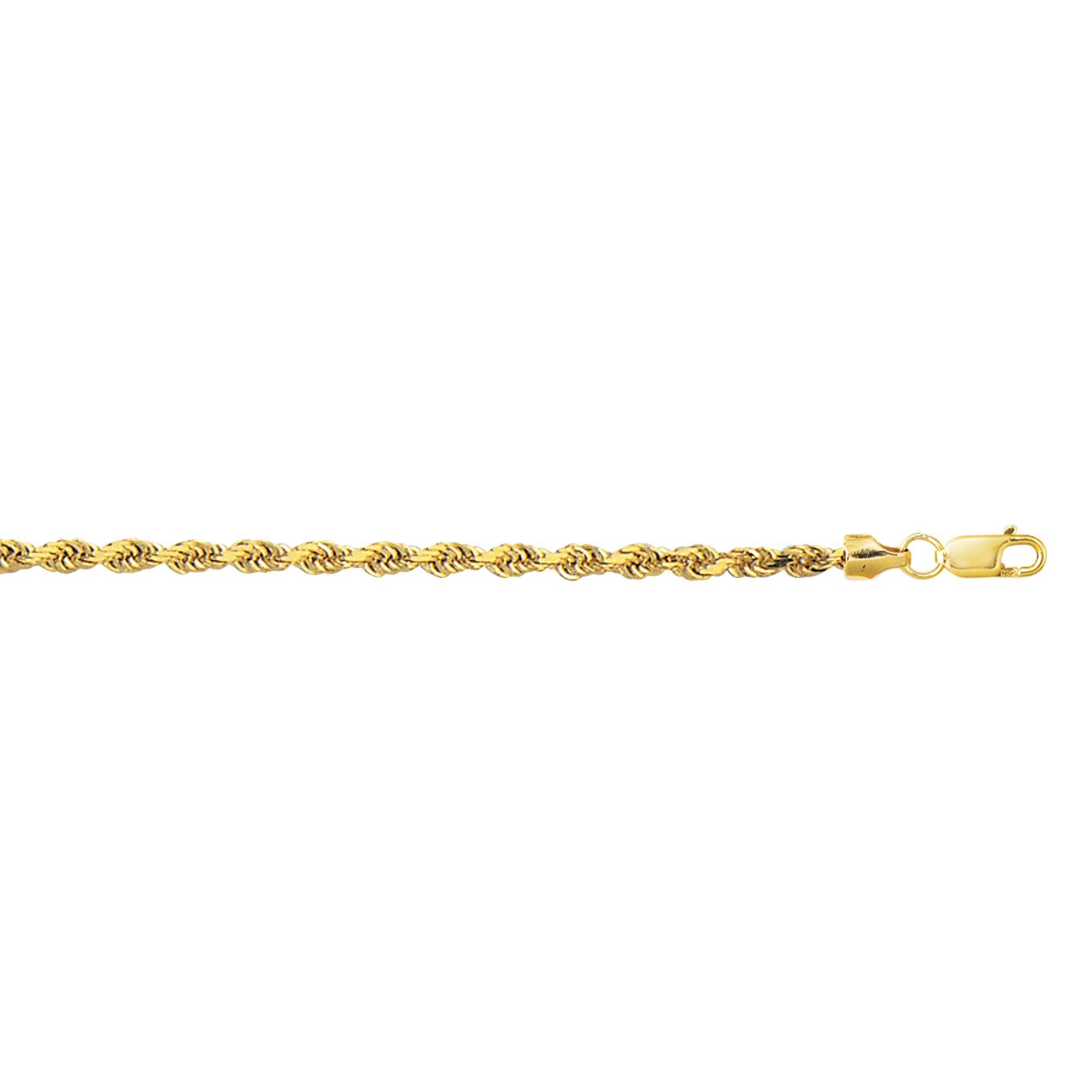 10K Yellow Gold 3.2mm Diamond Cut Lite Rope Chain with Lobster Lock