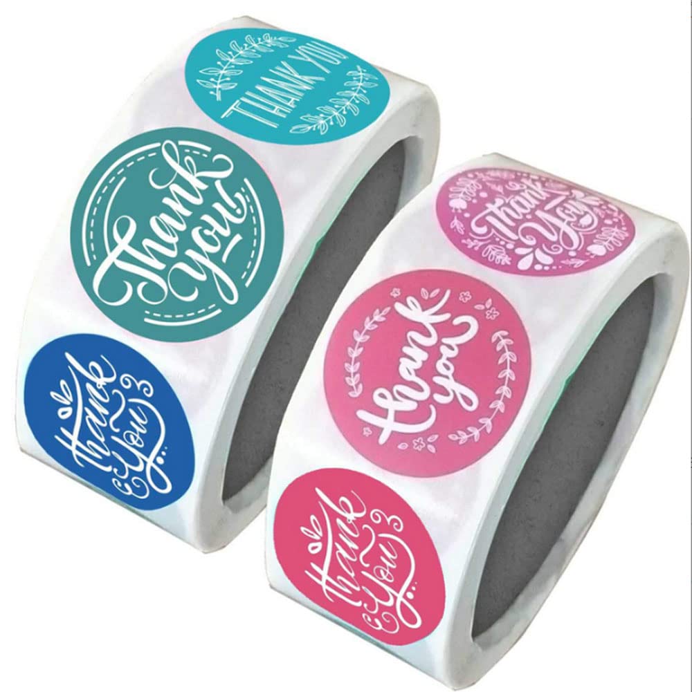 1000pcs Thank You Stickers with 2 Colors&8 Designs 1.0” Thank You for Supporting My Small Business Sticker Gold Foil Pink Blue Thank You Stickers Labels for Business