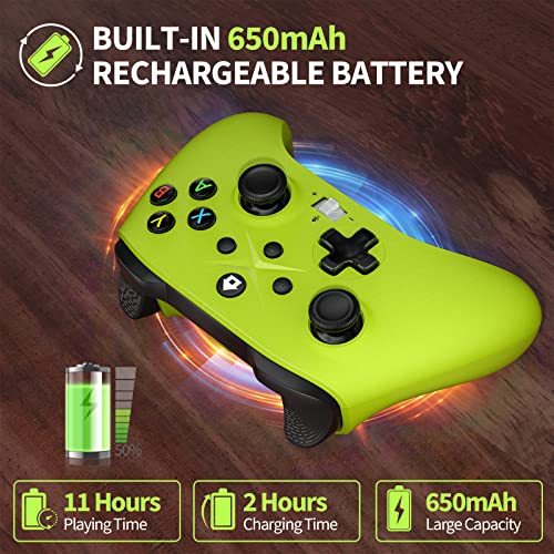 2.4G Wireless Controller Compatible With Xbox Series X/Xbox Series S/Xbox One/Xbox One S/Xbox One X/PC, Built-in 650mAh Rechargeable Battery, Upgraded Joystick, TURBO Function (Green)
