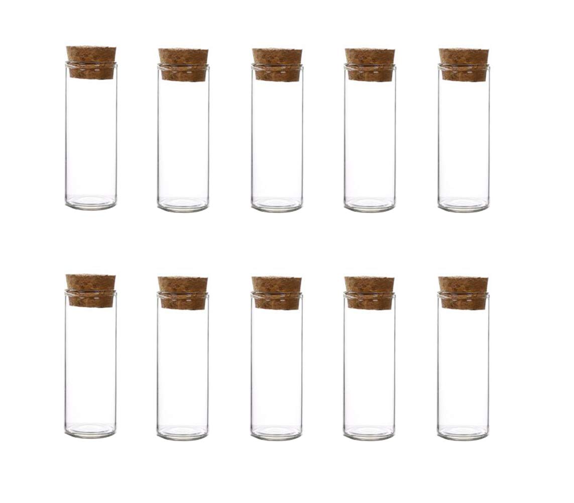 10PCS Empty Glass Clear Test Tube Message Bottles Vials Jars Packing Container with Wood Cork Stoppers for Scientific Experiments Tea Powder Liquid Storage Dispenser(40ml-30mmx80mm)