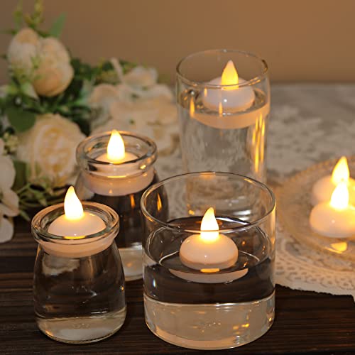 12 Pack Waterproof Flameless Floating Tealights, Christmas Battery tealights, Battery Operated Flickering Floating Tea Lights Candles in Warm Yellow for Wedding, Party, Bath, Hot Tub, Spa, Pool, Pond