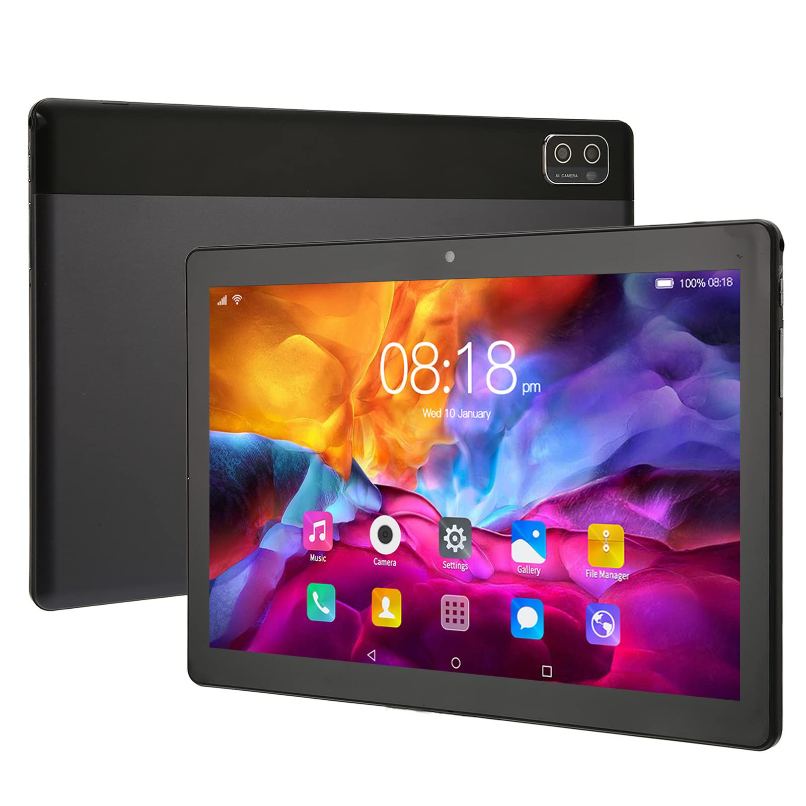 10.1in Tablet for Android 12,Dual Band WiFi,6GB RAM 128GB ROM,Front 2MP Rear 5MP Camera,1960x1080 IPS Display,MT6592 10 Core 8800mAh Calling Tablet,Type C Port(Black)