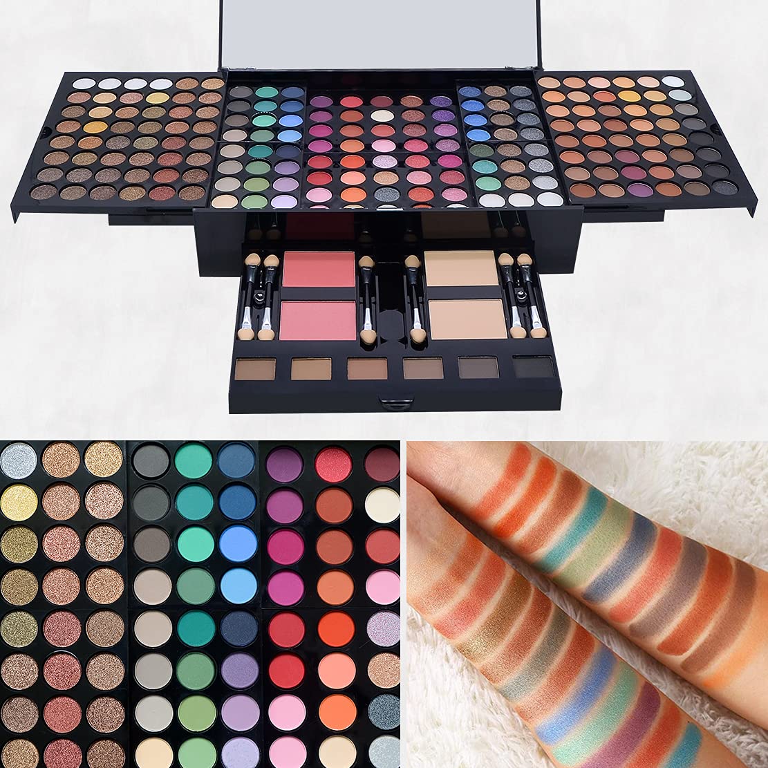 All in One Makeup Kit for Women Full Kit, 194 Colors Professional Makeup Gift Set with Facial Blusher, Eyebrow Powder, Concealer Powder, A Mirror, 6 Applicators
