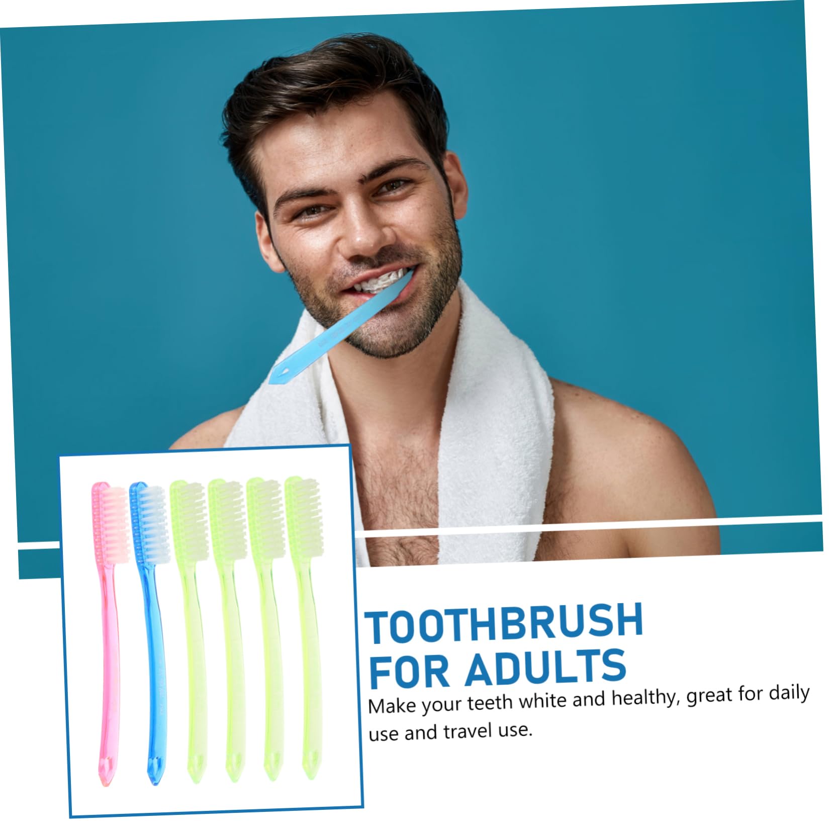 6Pcs Manual Toothbrushes Premium Hard Bristles Toothbrush for Adult Teeth Stain Cleaning Toothbrush White Teeth Toothbrush