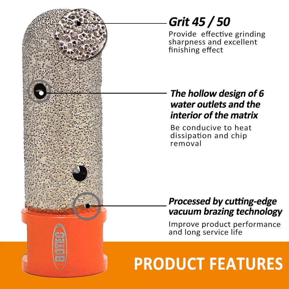 BGTEC Diamond Finger Bit 4/5" 20mm Vacuum Brazed Diamond Milling Bit Enlarging and Shaping Round Bevel Existing Holes for Tile Stone Porcelain Hard Ceramic Marble Granite Countertop