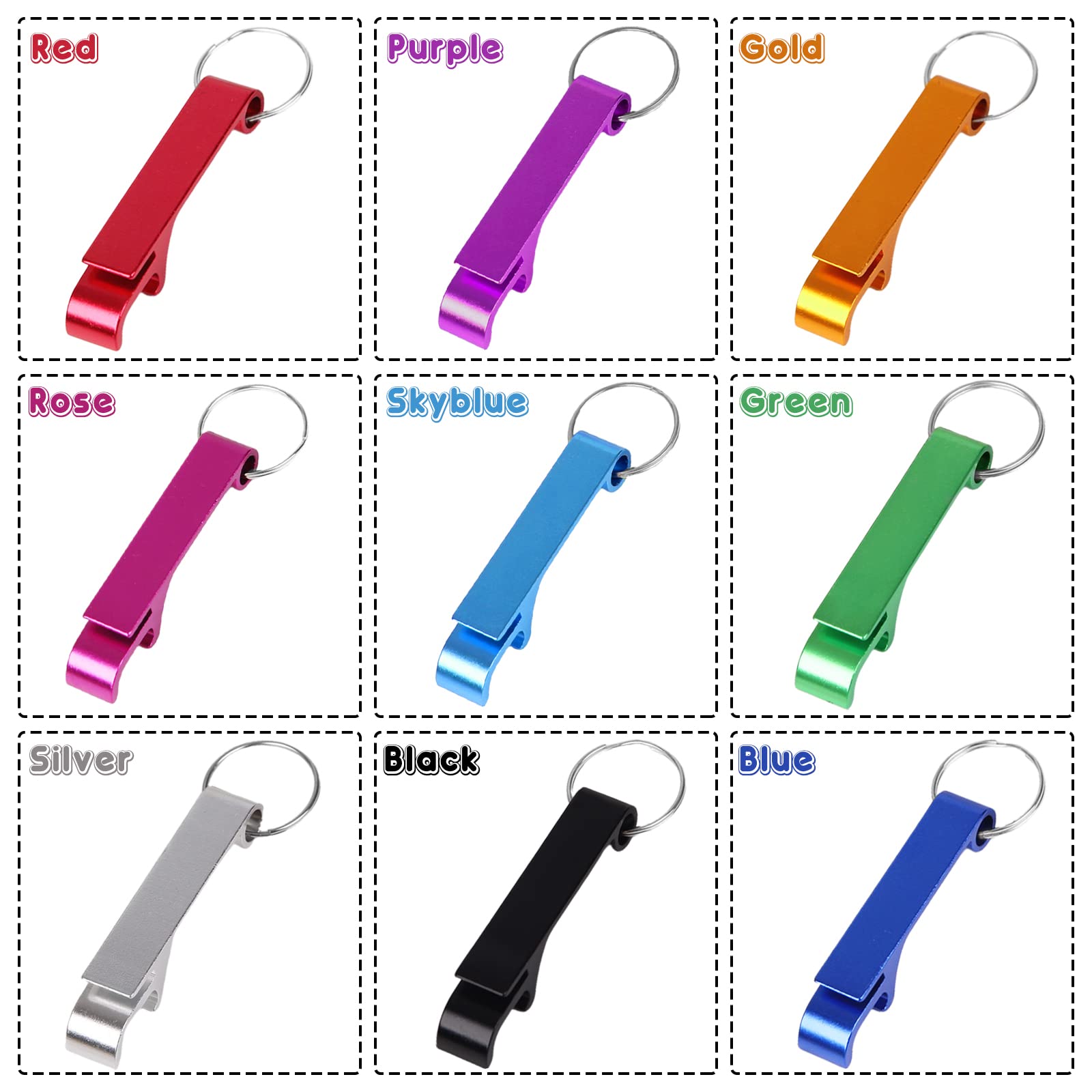 100PCS Personalized Bottle Opener Keychain Bulk Custom Beer Bottle Opener with Logo Text Engraved Wedding Bottle Opener Favors Customized Gifts for Guests Baby Shower Birthday Party-Assorted