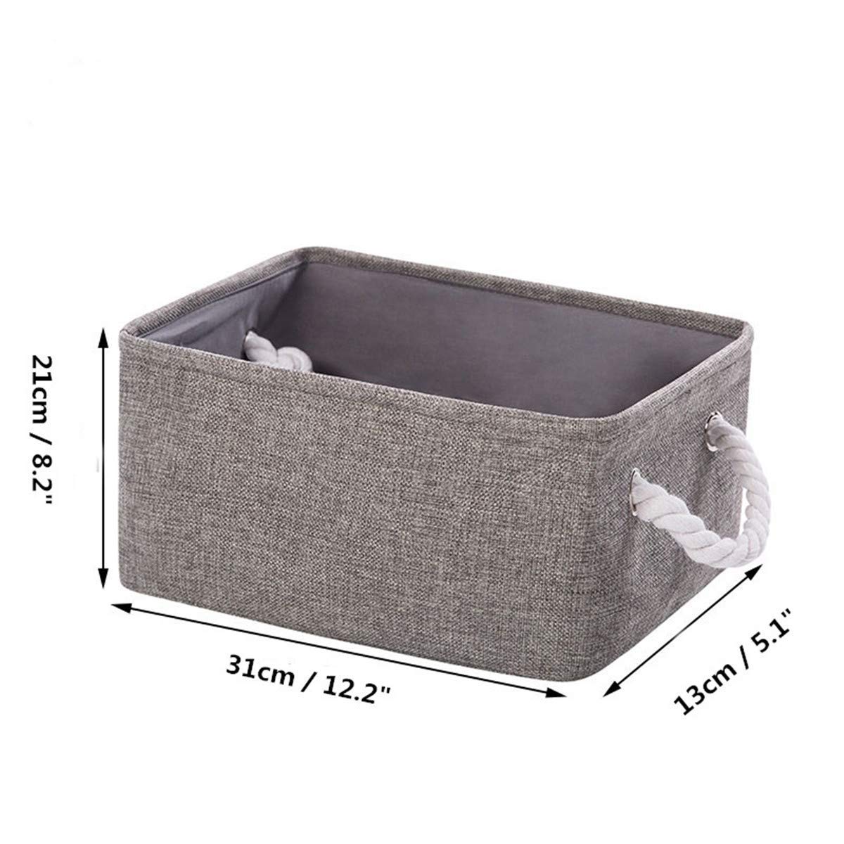 6Pcs Storage Cubes Organizer, Flax Organizer Foldable Waterproof with Handles 12 x 8 x 5 Inches, Basket for Blanket Living Room, Toy Basket, Laundry Rope Baskets, Cosmetic Organizer
