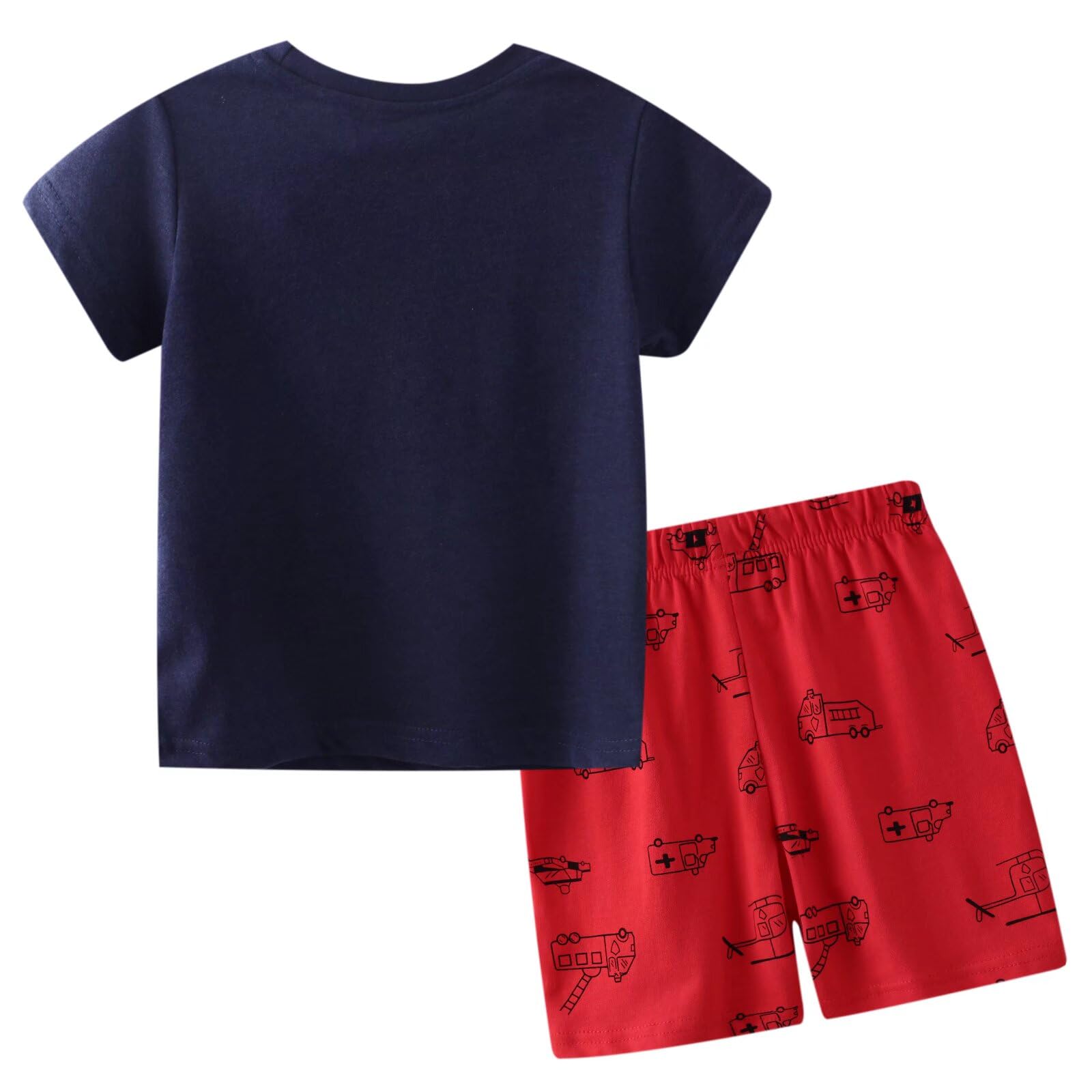 BIBNice Toddler Boys Clothes Kids Summer Short Sleeve Little Boys Clothing Sets Firetruck Size 3T