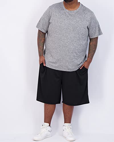 3 Pack: Men’s Big and Tall Tech Stretch Short Sleeve Crew Quick Dry Fit T-Shirt Wicking Active Athletic Gym Top Size Clothes Lounge Sleep Running Essentials Basketball Workout Tee- Set 9, 4XLT