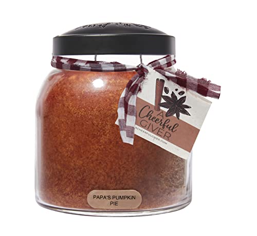 A Cheerful Giver — Papa's Pumpkin Pie - 34oz Papa Scented Candle Jar with Lid - Keepers of the Light - 155 Hours of Burn Time, Gift for Women, Brown