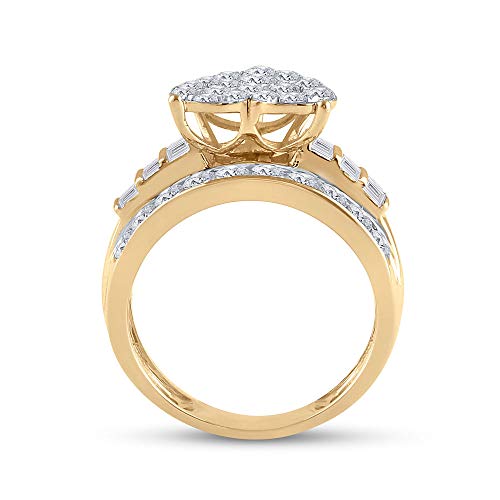 10kt Yellow Gold Round Diamond Heart Bridal Wedding Engagement Ring 2 Cttw