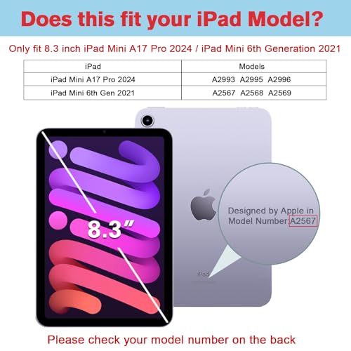 ProCase Cover for iPad Mini (A17 Pro) 2024 / iPad Mini 6 Case 2021 Mini 6th Generation Case with Pencil Holder, Slim Smart Folio Stand Cover Shockproof Protective Cases for iPad Mini 8.3 Inch -Black