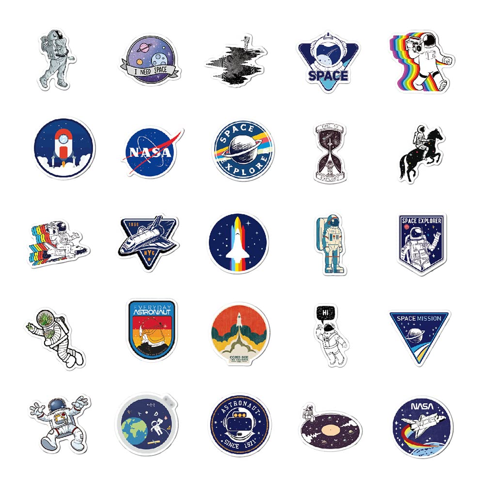 100PCS Astronaut Stickers for Water Bottle,Space Moon Rocket Stickers for Boy Teens,Space Theme Spaceman Astronomy Gifts for Adults Teens Boys Stickers for Art Journaling Scrapbook Skateboard Decals