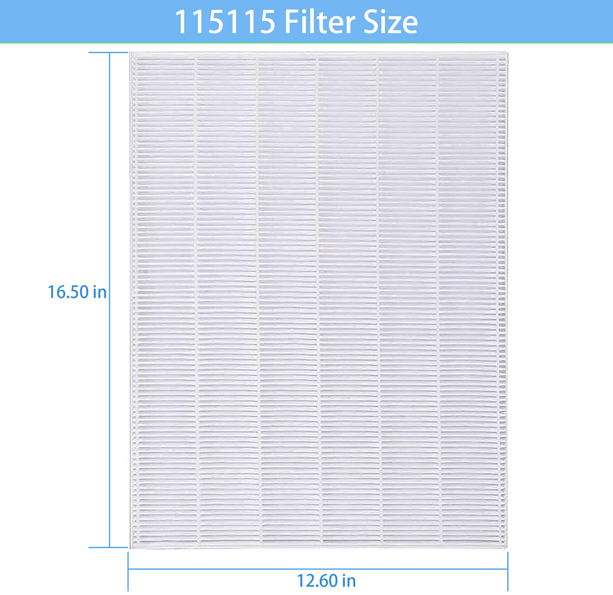 115115 Filter, Replacement Filters A 115115 Size 21 Compatible with Winix PlasmaWave air Purifier 5300 6300 5300-2 6300-2 P300 C535 AM90 1 True HEPA Filter and 4 Active Cotton Filters (White+Black)