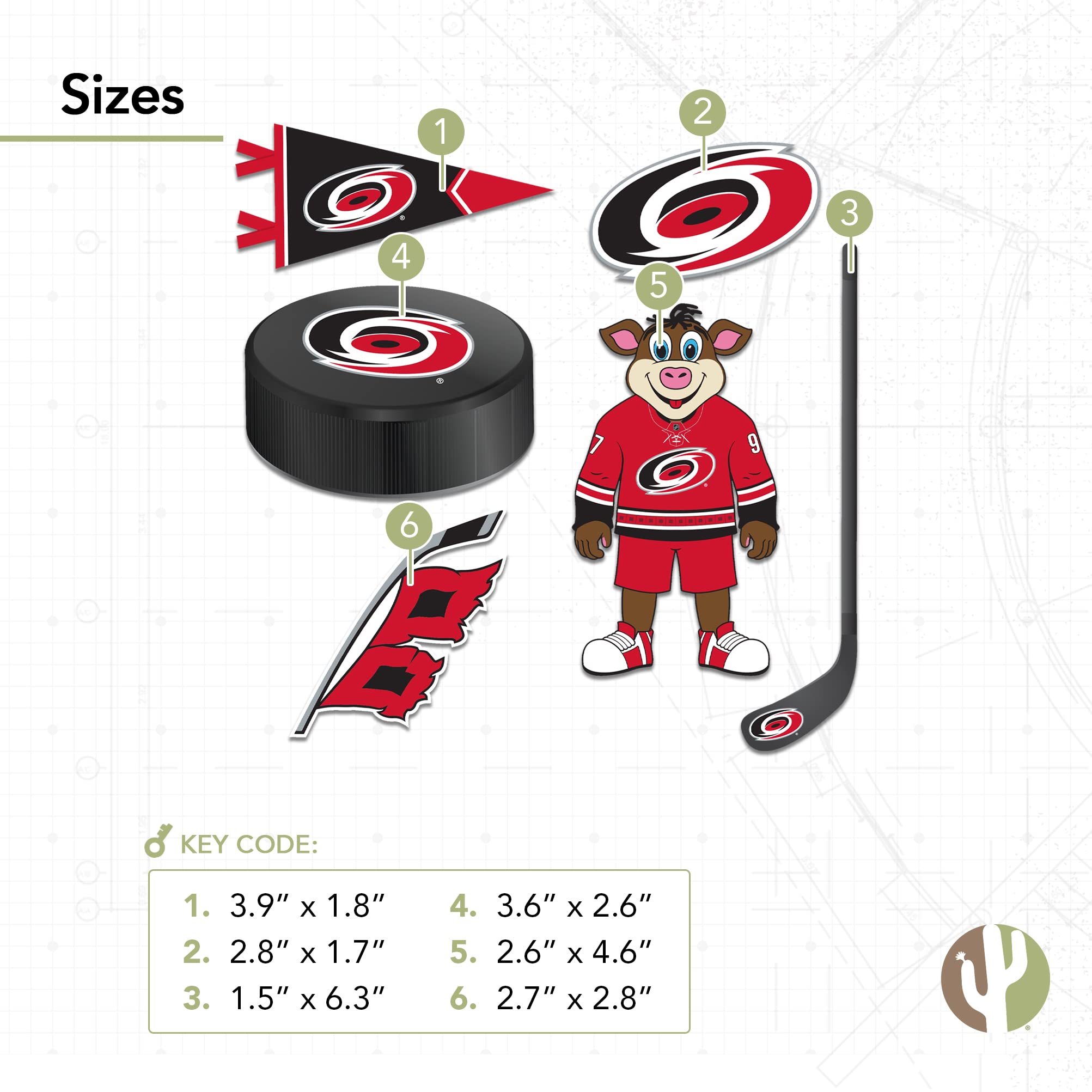 Desert Cactus Carolina Hurricanes Team NHL National Hockey League Sticker Vinyl Decal Laptop Water Bottle Car Scrapbook (Type 2)