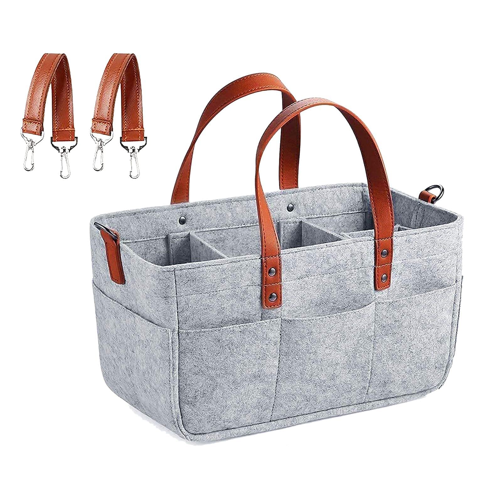 Gfhrisyty Baby Diaper Caddy Organizer for Hanging Portable Nursery Storage Bin Diaper Holder Storage Basket for Car and Baby Shower, Gray