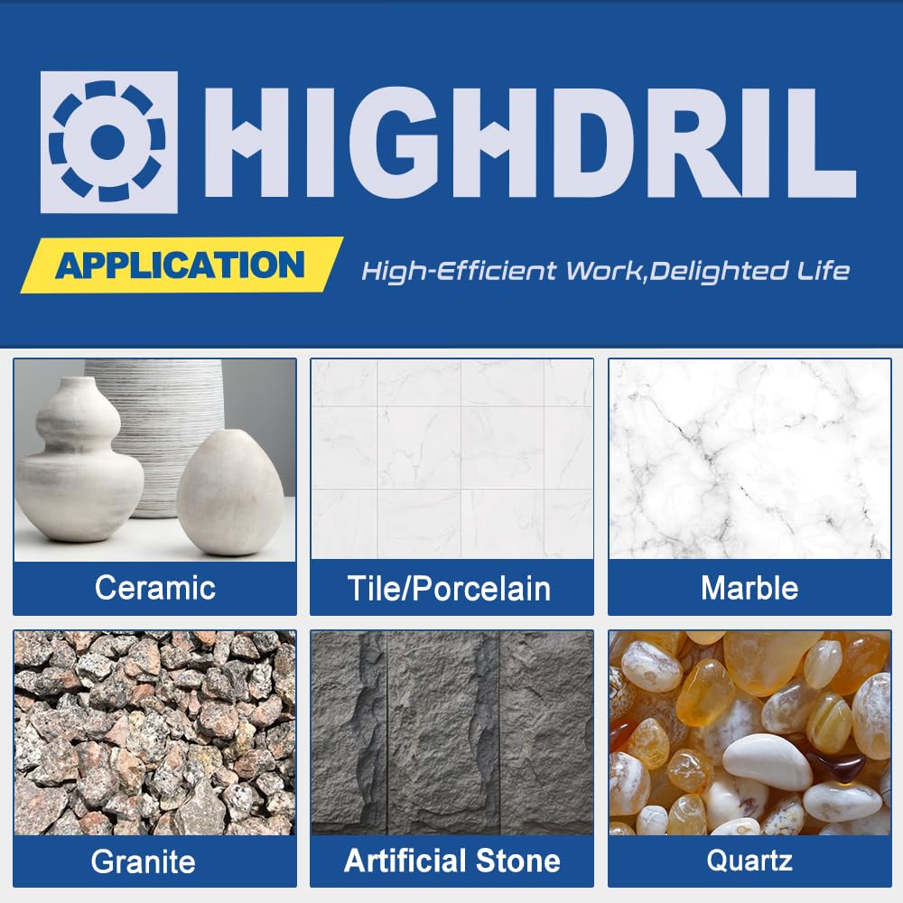 HIGHDRIL Dry Diamond Drill Bits 5Pcs 6mm 1/4" with Quick-fit Hex Shank for Granite Marble Porcelain Tile Ceramic