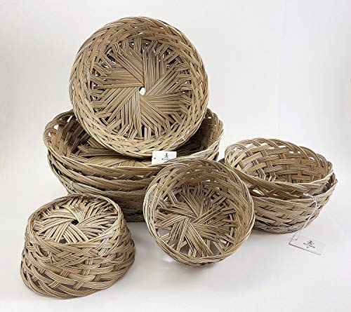 CalCastle Round Gift Baskets, Woven Bread Roll Baskets, Food Serving Baskets, Natural Coco Midrib Material (7" - 3 PCS)