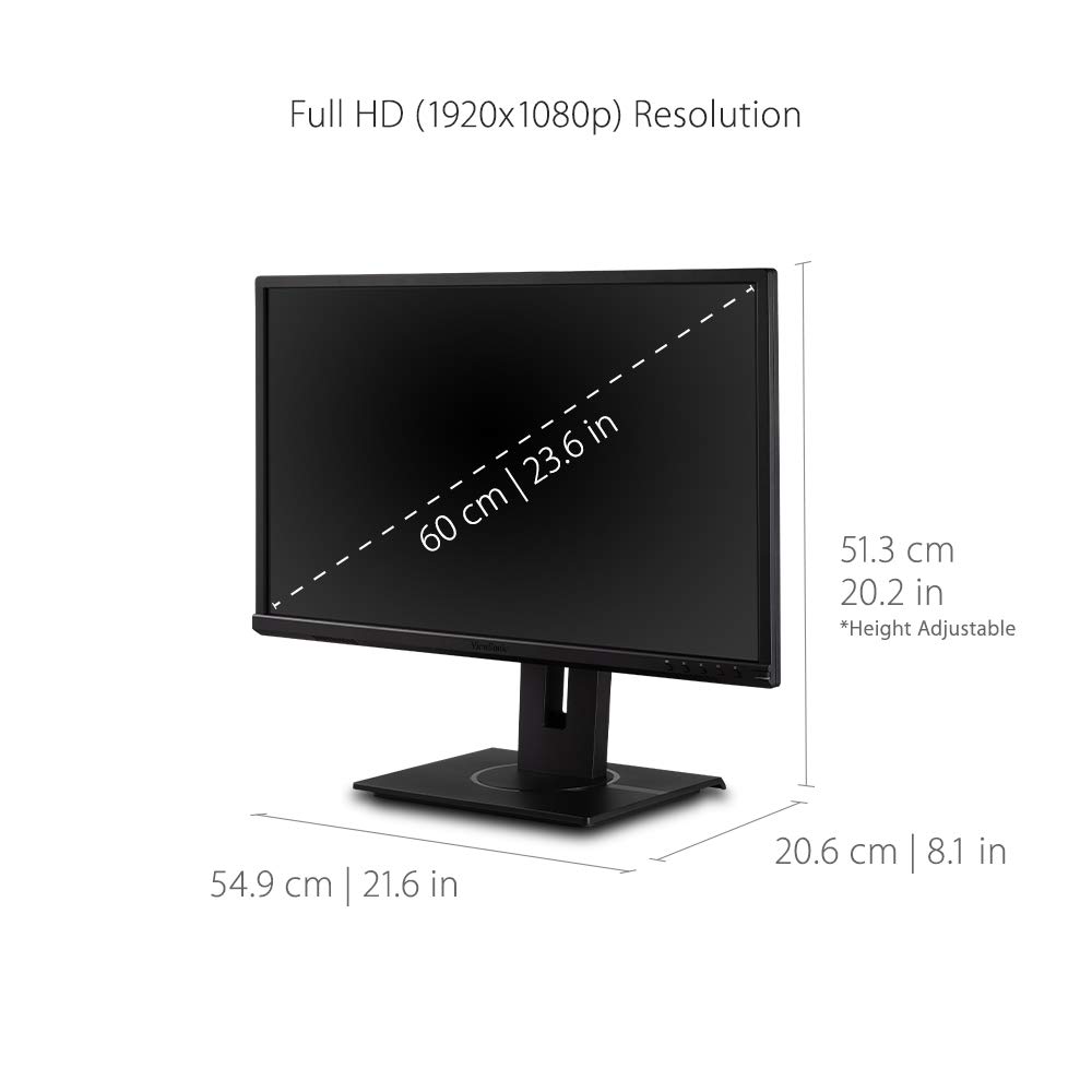 ViewSonic VG2440 24 Inch IPS 1080p Ergonomic Monitor with HDMI, DisplayPort, VGA, USB (Renewed)