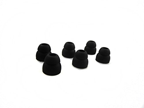 3 Pairs Black Double Flange Silicone Earbuds EarTips 5mm Connector for Beats by dre Powerbeats 2 Wireless Sennheiser IE6 IE7 IE8 Earphones