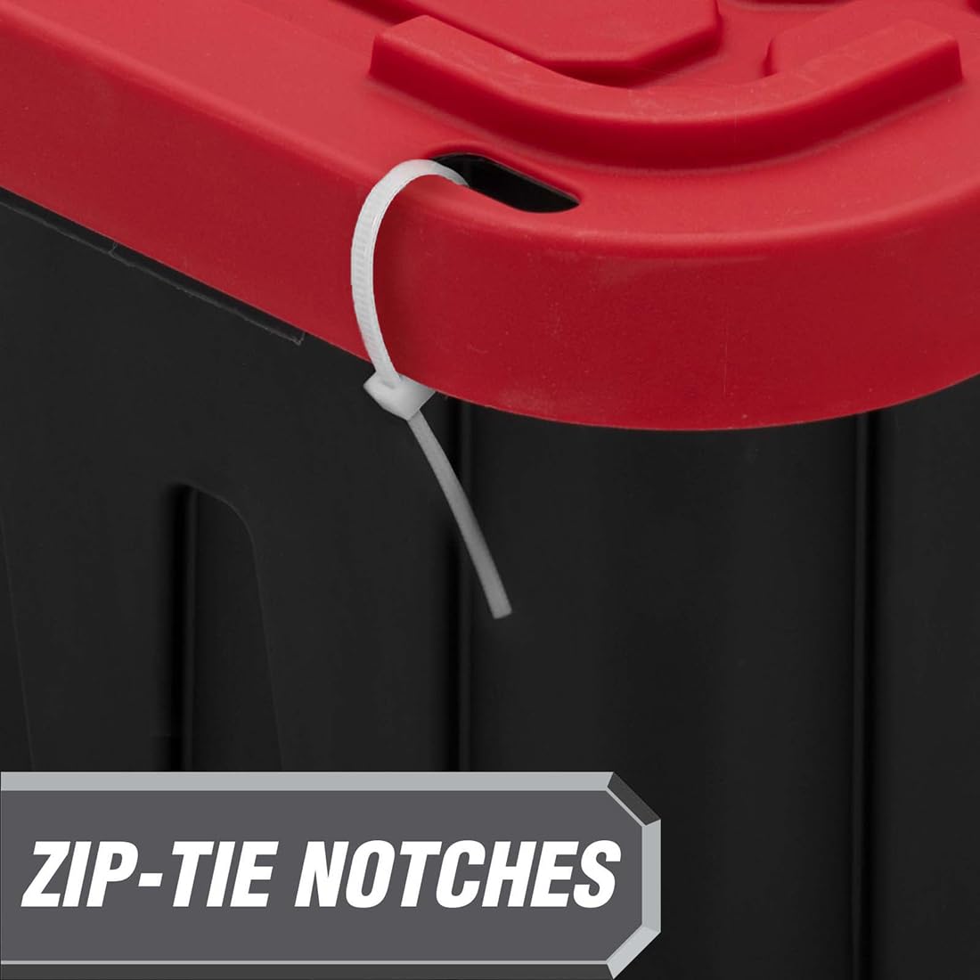 12 Gallon Snap Lid Plastic Storage Bin Container, Multipurpose Stackable Plastic Lockable Storage Tote Tub Box, Racer Red Lid w/Black Base Home Storage Bins for Basements, Garage, Closets, Set of 4