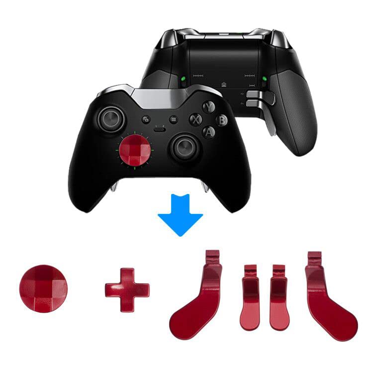 12 in 1 Metal Replacement Thumbsticks, D-Pads, Paddles with Tools for Xbox One Elite Series 1 Controller - Red