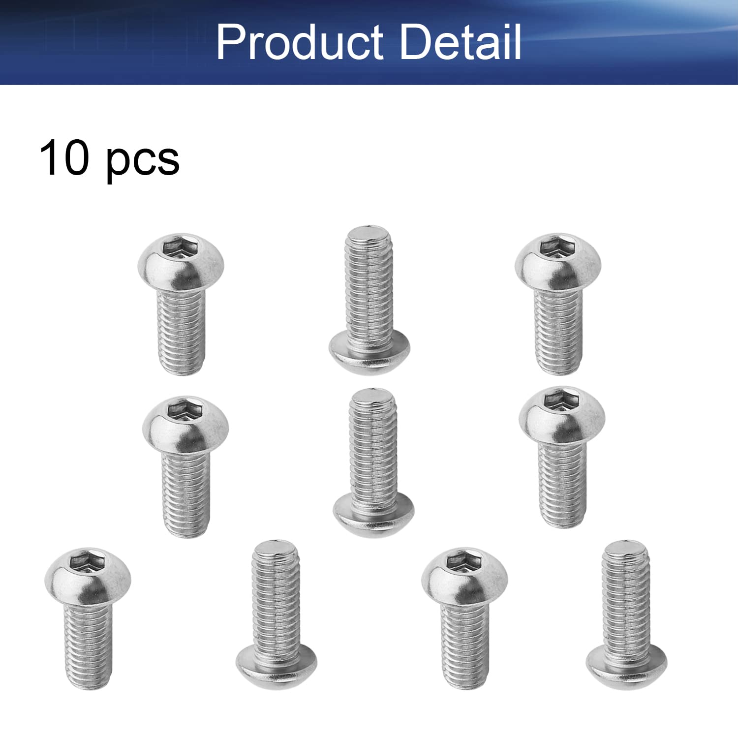 Yinpecly M8x20mm Button Head Socket Cap Screw 304 Stainless Steel Fastener Hex Drive Fully Threaded Cap Bolts Inner Hex Socket Bolts Galvanized 10Pcs