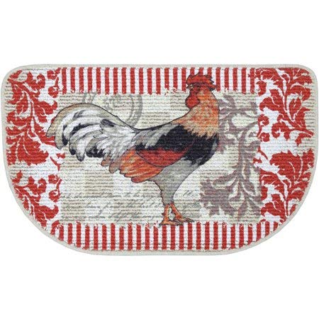 18" x 30" Rooster Printed Slice Kitchen Mat Oversized Quilted Mittens, Flame Heat Resistant Set of 2 - Bundle Set