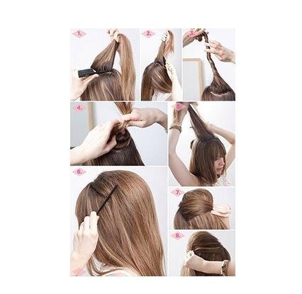 2PCS Hair Clip with Sponge Base Inserts, Bump It Up Pads, Bun Maker, Styling Accessories, Charming Comb Braid Tool (Brown)