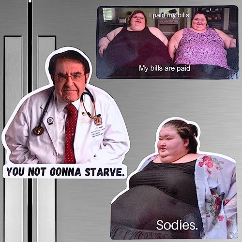 3 PC Funny Dr Now Magnets | Dr. Nowzaradan Magnet Fridge You Not Gonna Starve Why You Eat So Much Lost Pounds Merchandise 1000lb Sisters Amy Slaton Set for Fun Kitchen Accessories