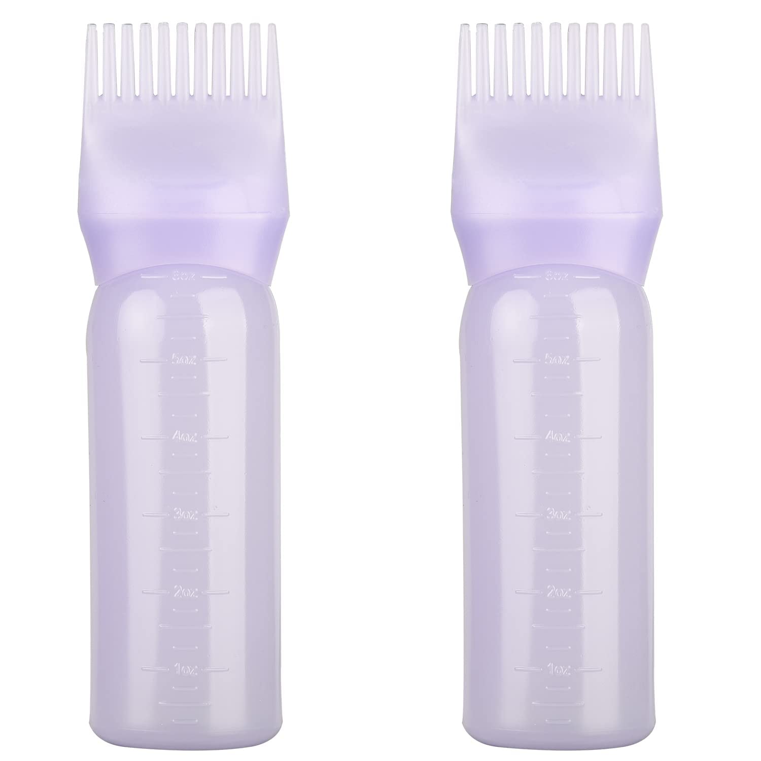 120Ml Applicator Bottle Hair Colour Brush Hair Oil Bottle with Graduated Brush Applicator Bottle Comb Root Comb Salon Hair Coloring Tool (2 Pack Purple)