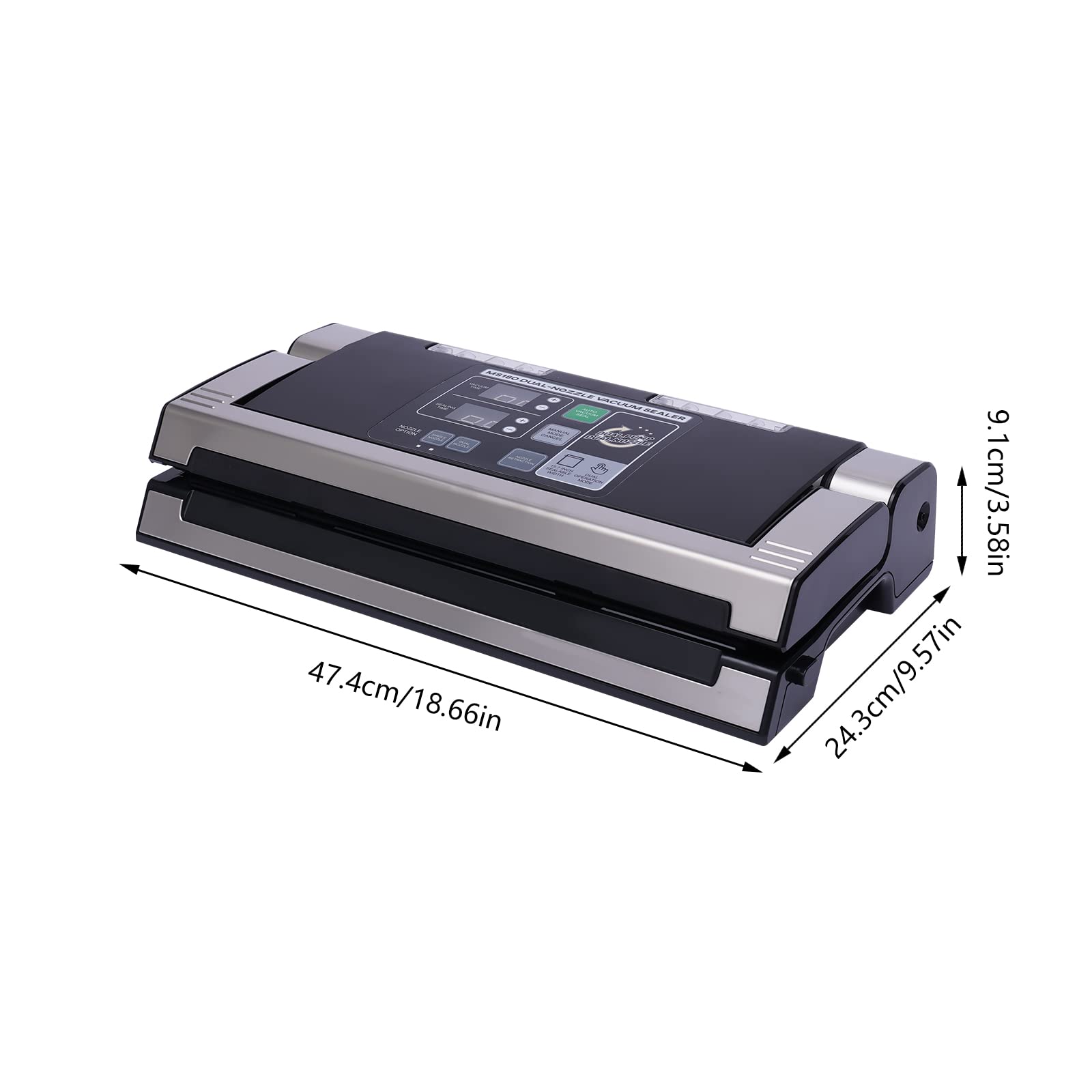 110V 250W Double Pump Vacuum Sealer, MS180 Food Sealer Machine Packing Sealing Machine Auto and Manual Modes Compatible With Smooth Flat Bags or Chamber Pouches, 15.7 '' Seal Bar