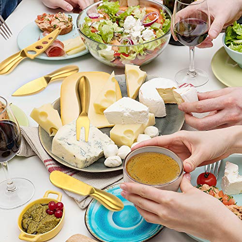 Premium 6-Piece Golden Cheese Knife Set, Stainless Steel Cheese Cutter Cheese Fork Slicer,Cheese Tool Collection, Cheese Spreaders for Christmas Gift