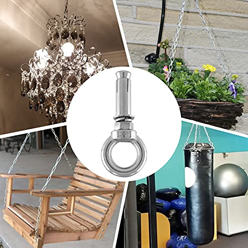Augiimor 5PCS M6 x 60mm Ring Lifting Expansion Eyebolt Bolt Screw, 304 Stainless Steel Wall Concrete Brick Anchor Bolt