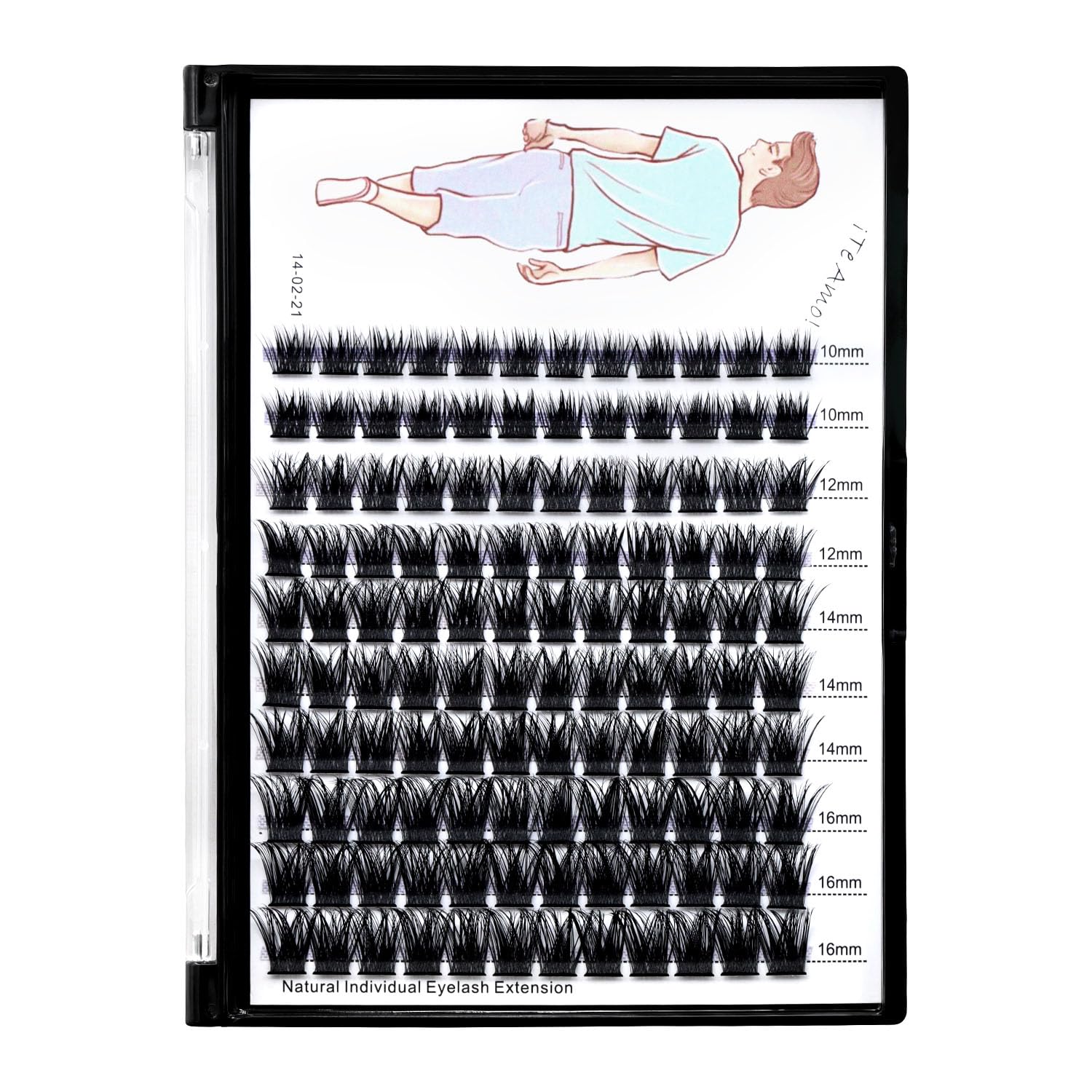 Dedila 120 Clusters Mixed 8-10-12-14mm/10-12-14-16mm Individual False Eyelashes Dramatic Look Wide Stem Natual Long Volume Eye Lashes Extensions Beauty Tools (Mixed 10-12-14-16mm)