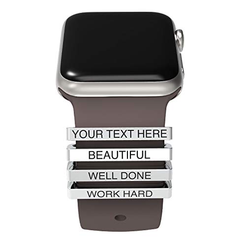 Callancity 4pcs/Set Personalized Watch Band Charms Decorative Ring Loops Compatible for Apple Watch Silicone Bands 38mm 42mm 40mm 44mm 41mm 45mm(No Watch and Band)
