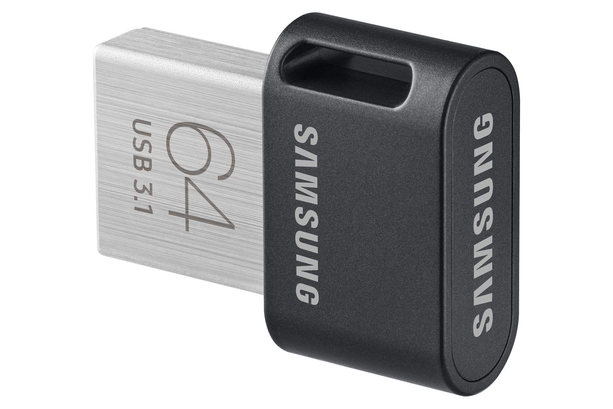 Samsung FIT Plus USB Flash Drive Type-A 64GB 300MB/s Read 30MB/s Write Compact USB 3.1 Flash Drive with Key Ring, Gray, MUF-64AB/APC
