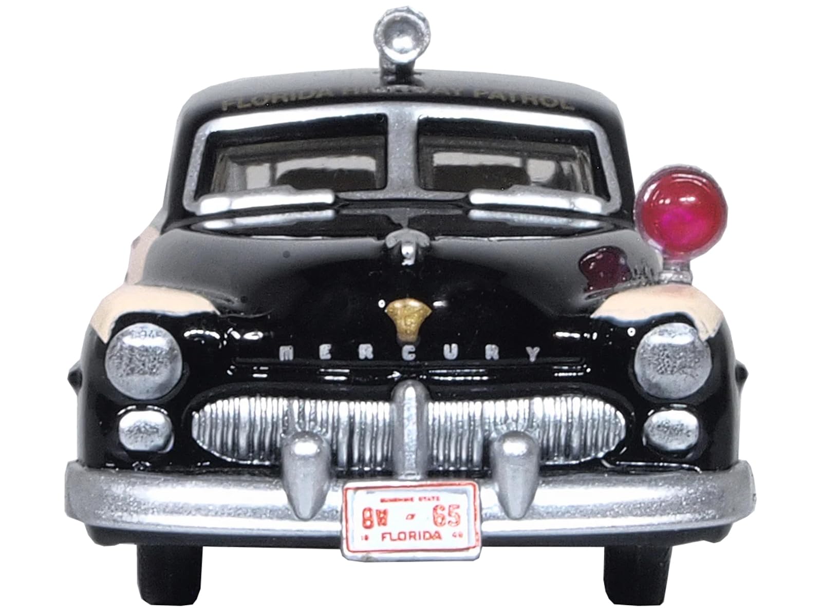 1949 Mercury Monarch Police Black and White Florida Highway Patrol 1/87 (HO) Scale Diecast Model Car by Oxford Diecast 87ME49010