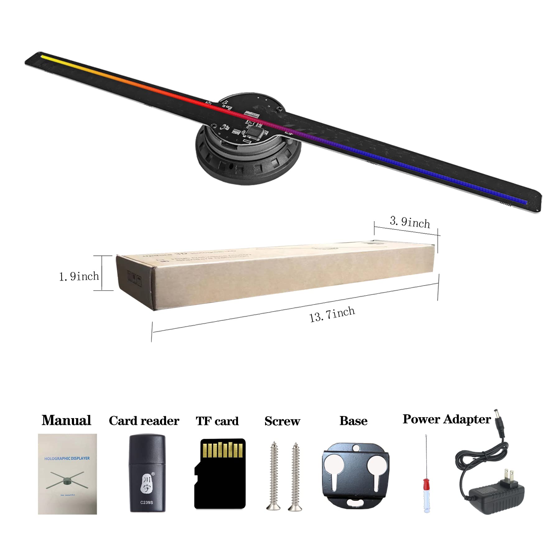 12.6 inches 3d hologram fan and stand