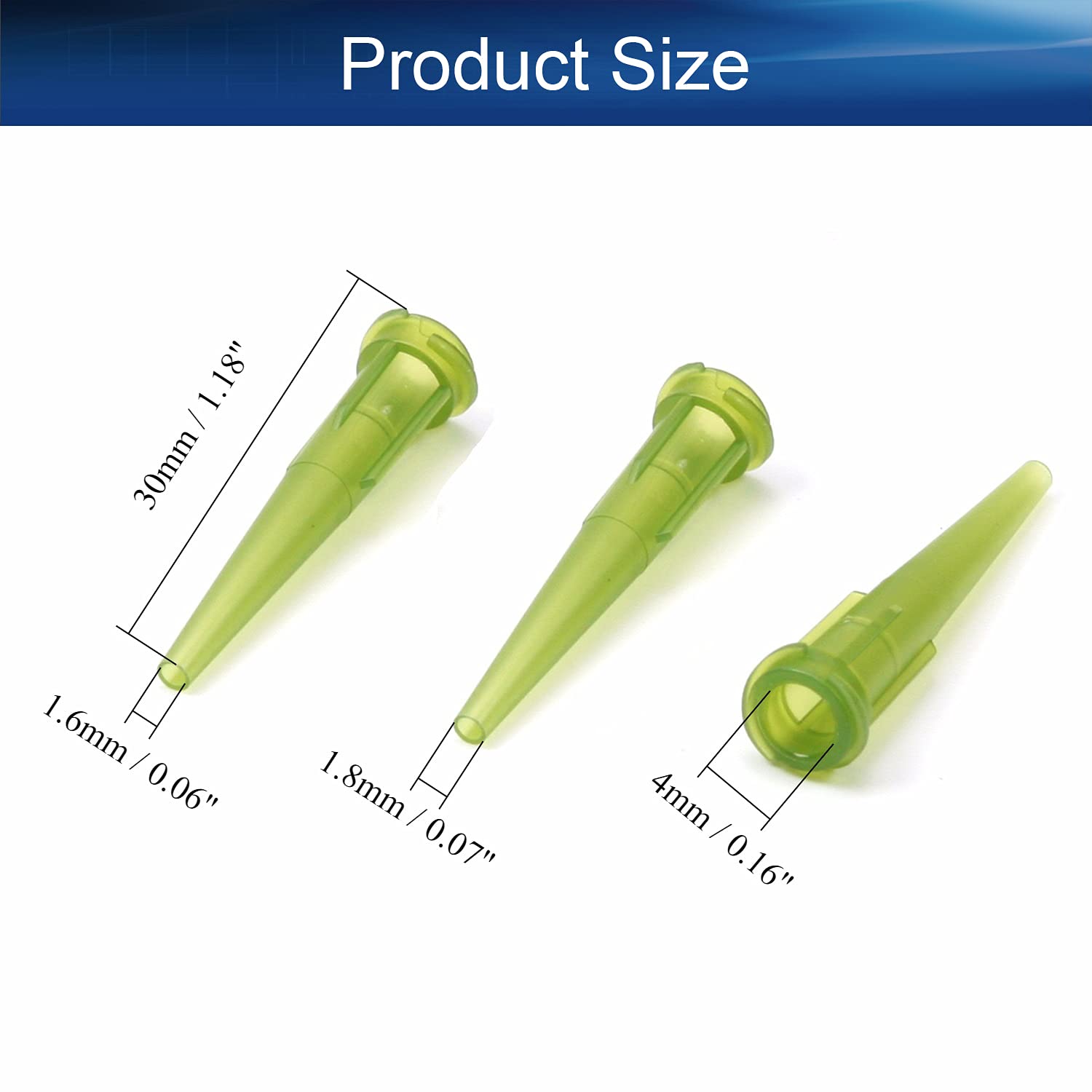 Auniwaig 250PCS 14Ga Plastic Tapered Pinhead Glue Liquid Dispenser Needles Luer Syringe Needle Tip Dispensing Fill Needle for Oil or Adhesive Applicator Green