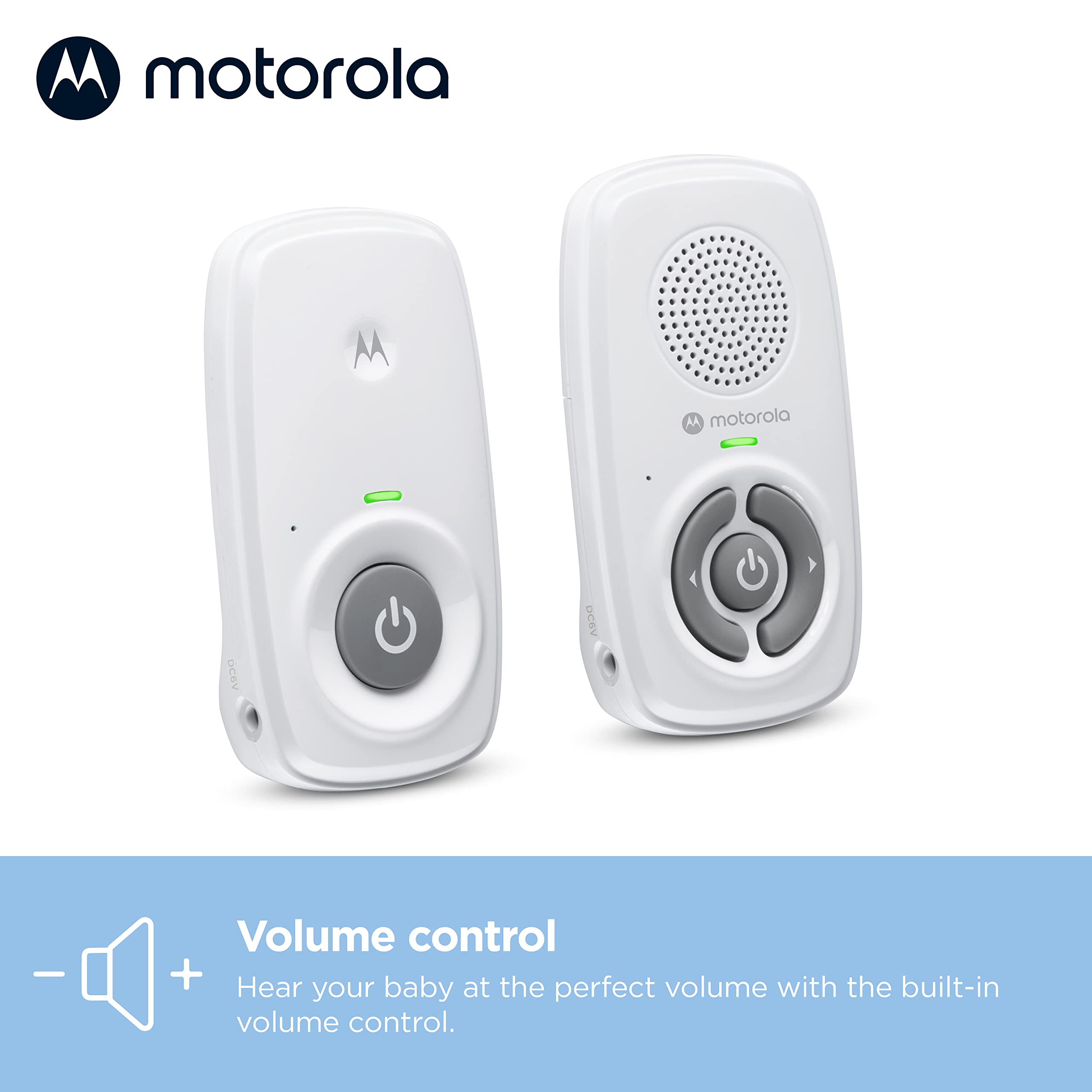 Motorola Nursery AM21 Audio Baby Monitor, 1-Way Audio, 1000ft Range, Sensitive Mic, Volume Control, Portable Parent Unit (AAA Batteries Not Included)