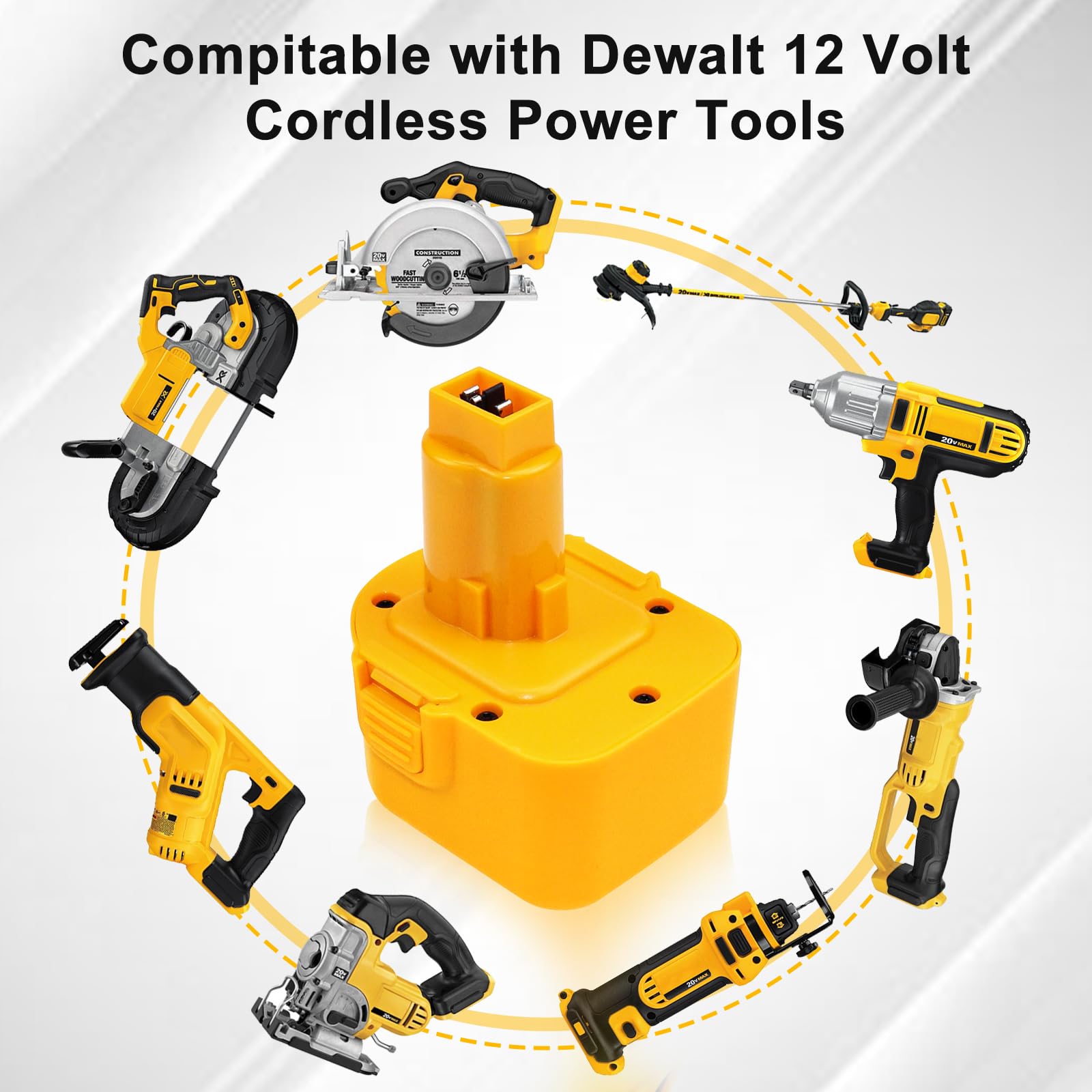 12V 3.6Ah Ni-MH Replacement for Dewalt 12V Battery DW9071 Compatible with Dewalt 12 Volt Battery DW9072 DC9071 DE9037 DE9071 DE9072 DE9074 DE9075 152250-27 397745-01 Cordless Power Tools(Yellow)