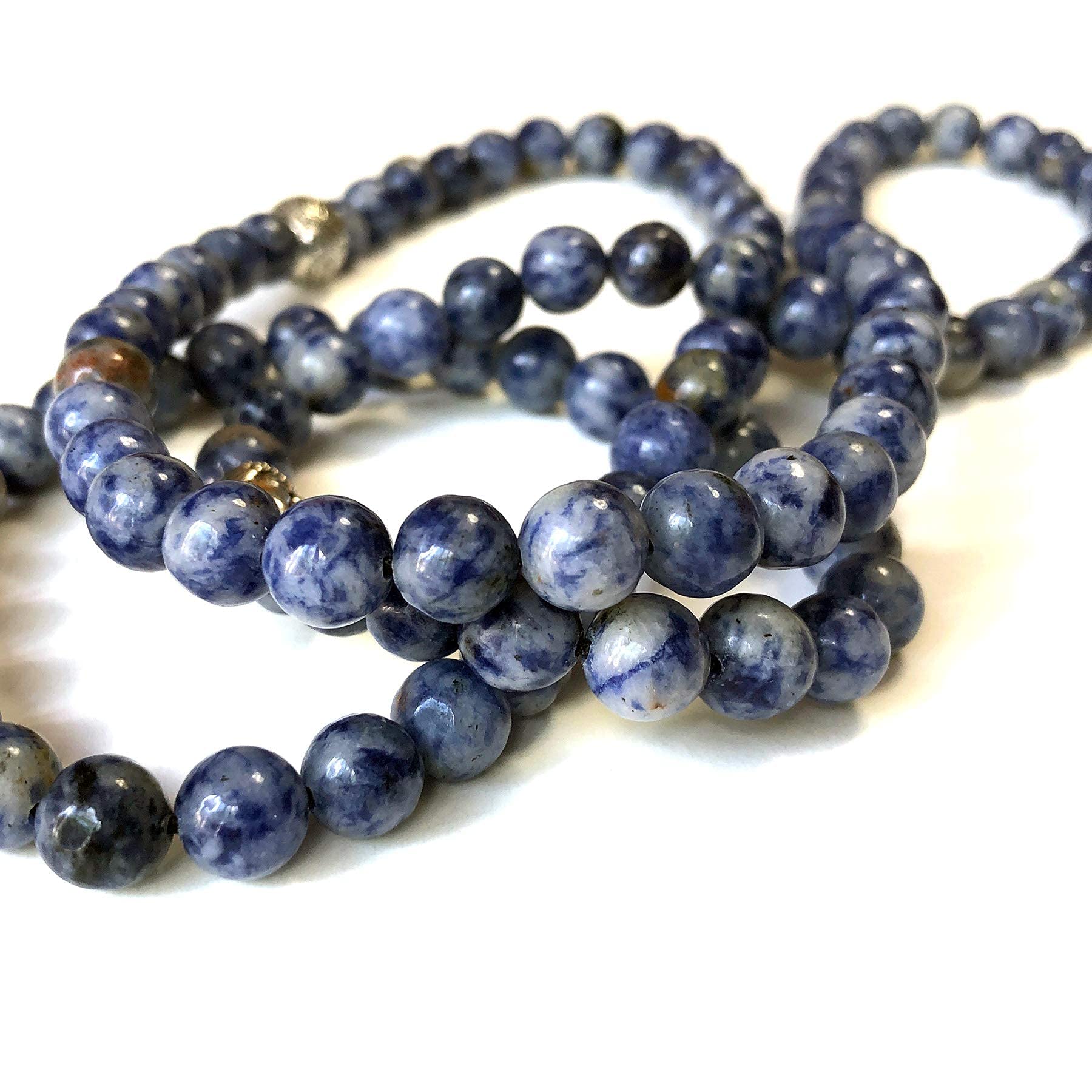 108 Bead Sodalite Gemstone 8mm Mala Beads - Yoga Meditation Mala Bracelet Necklace - Intuition Stone