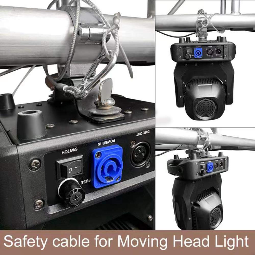 10PCS Eyeshot Premium Safety Cable, 110lb Load Duty 31.5ββ Stainless Steel Safety Cable, Safety Rope for DJ Stage Lighting Par Light Moving Head Light
