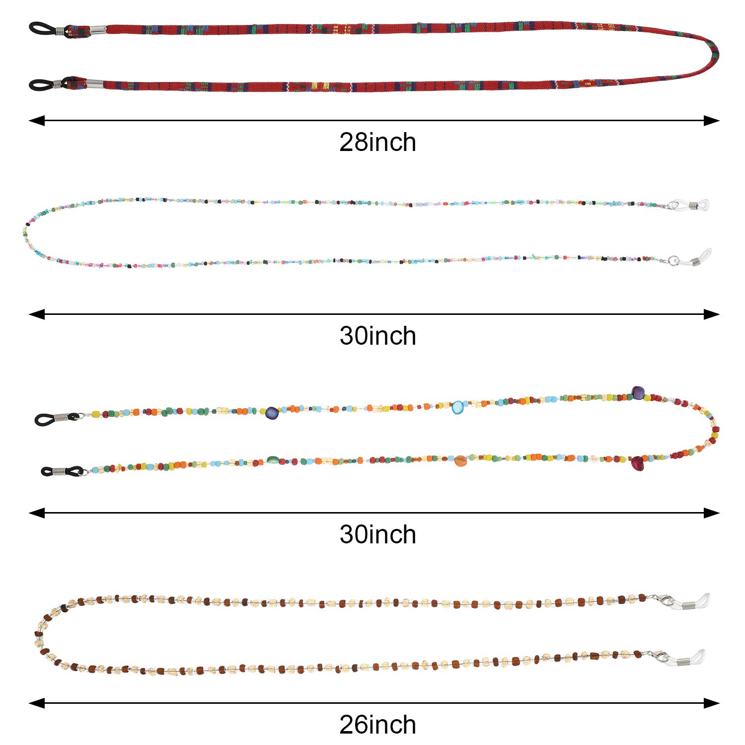 10 Pieces Eyeglass Chains Elegant Eyewear Retainer Beaded Eyeglass Strap Holder with Anti-Skid Ear Hooks and Silicone Eyeglasses Retainers (Classic Style)