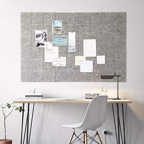 Felt Tile Board Square Push Pin Board for Wall Decor Self Adhesive Wall Bulletin Boards for Notes,Pictures,Photos,Memo, Office and Home Decor