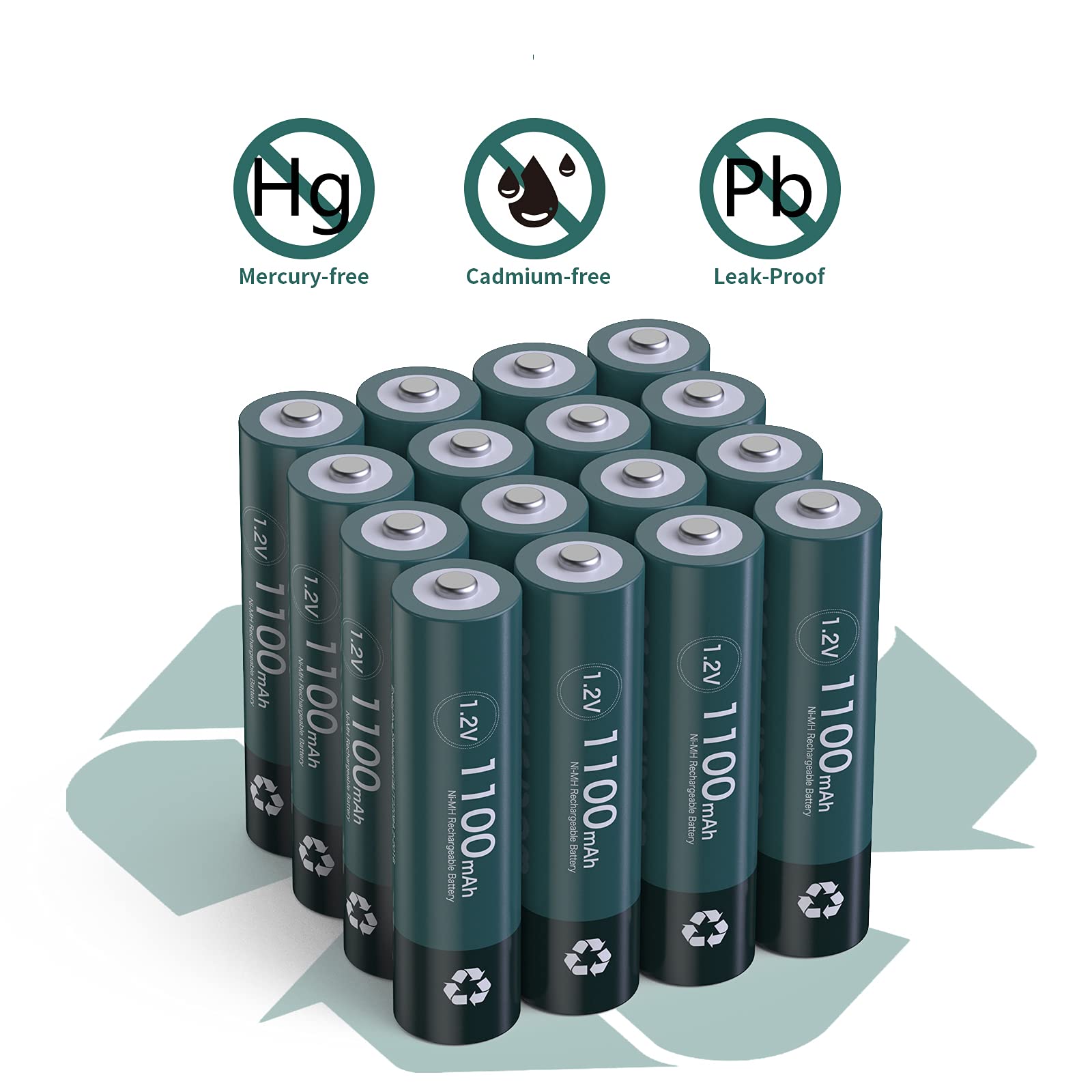 Deleepow AAA Rechargeable Batteries, High Capacity 1100mAh NiMH AAA Battery 1200 Cycles 1.2v Pre-Charged Triple A Batteries, Low Self Discharge, Pack of 16