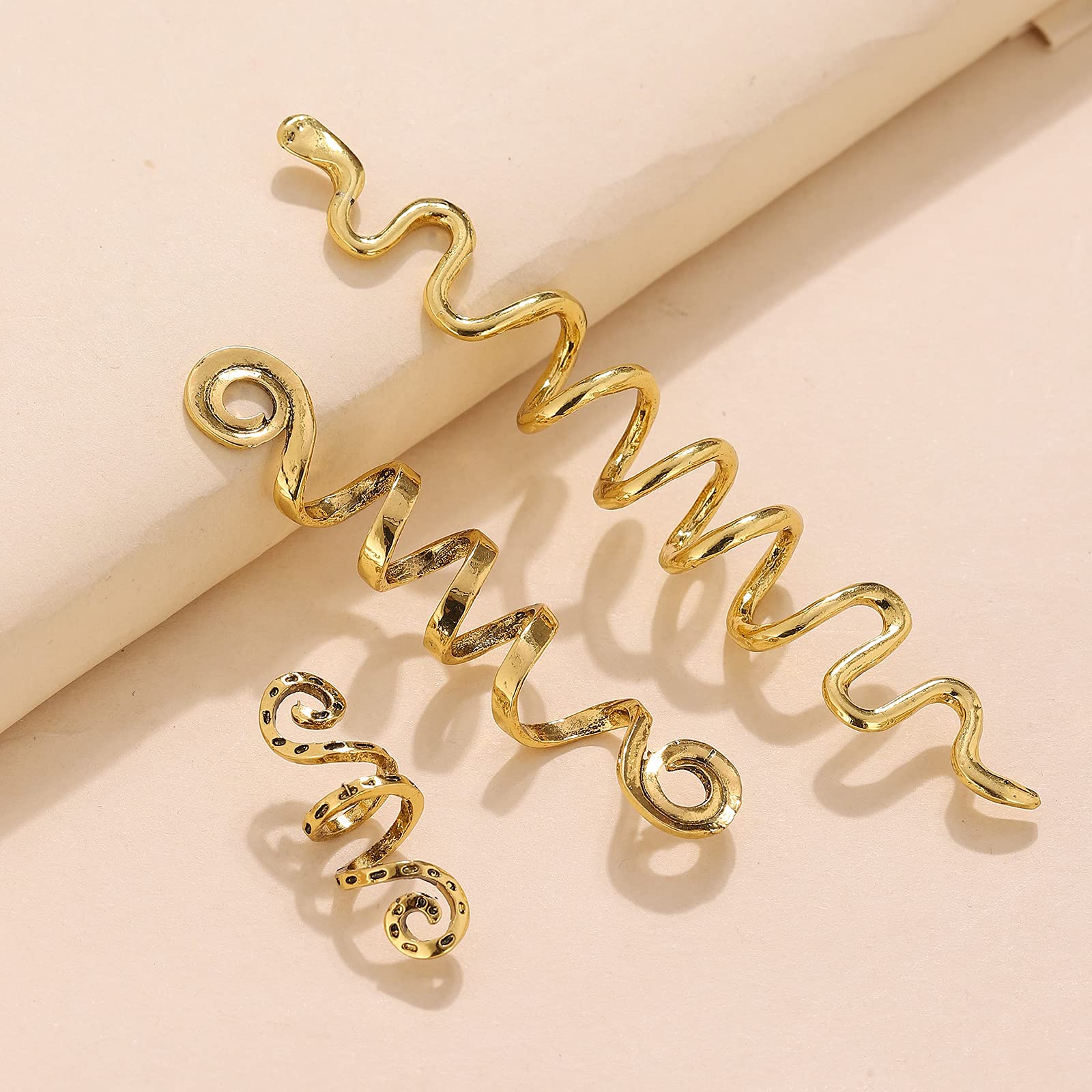 FRDTLUTHW Gold Snake Hair Jewelry for Braids, Halloween Hair Decoration, Dreadlock Accessories for Women(pack of 6)