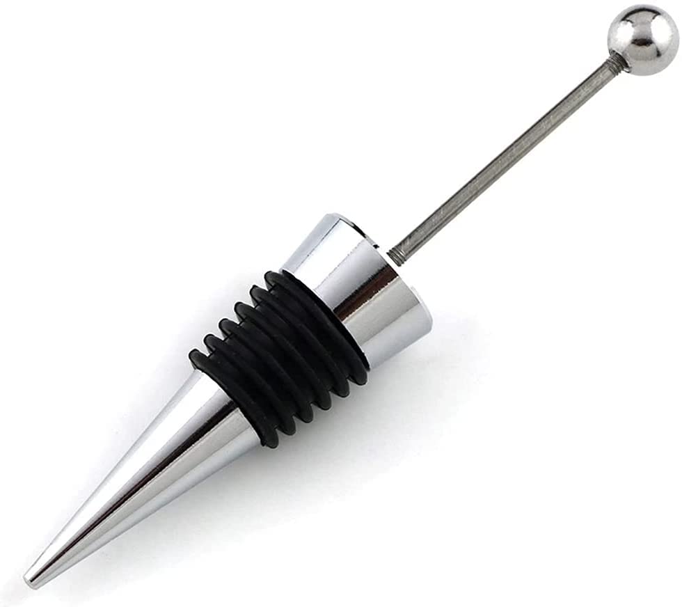 10Pcs Gadget Add a Bead Rhinestone Lampwork Decorative Beaded Wine Bottle Stopper Zinc Alloy Silver Beadable Bottle Sto